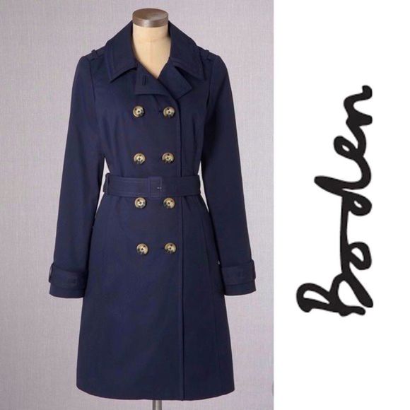 Boden | Jackets & Coats | Bodennavy Cotton Belted Double Breasted ...